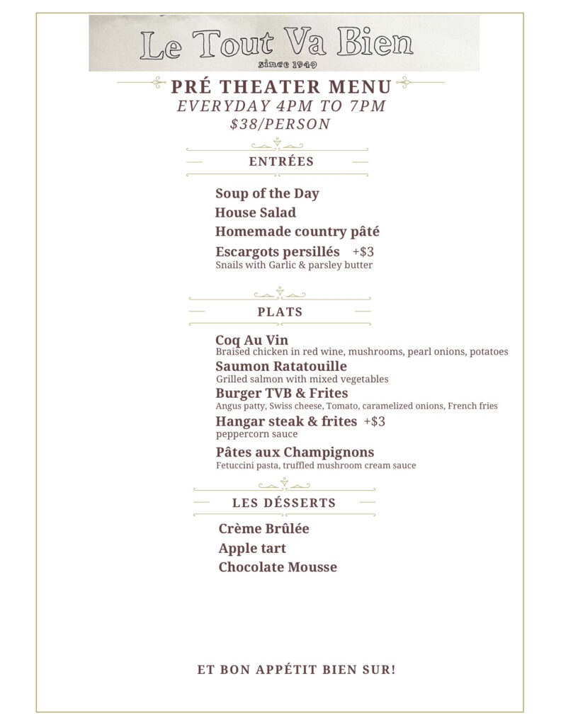 Our Menu – LE TOUT VA BIEN