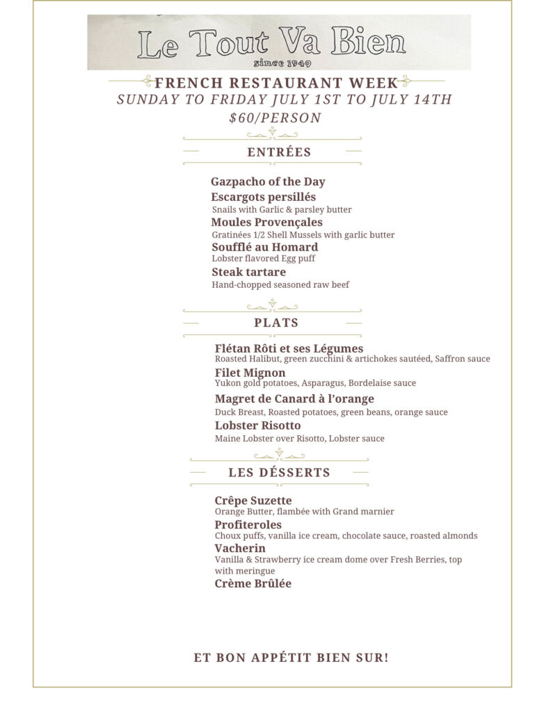 Our Menu – LE TOUT VA BIEN